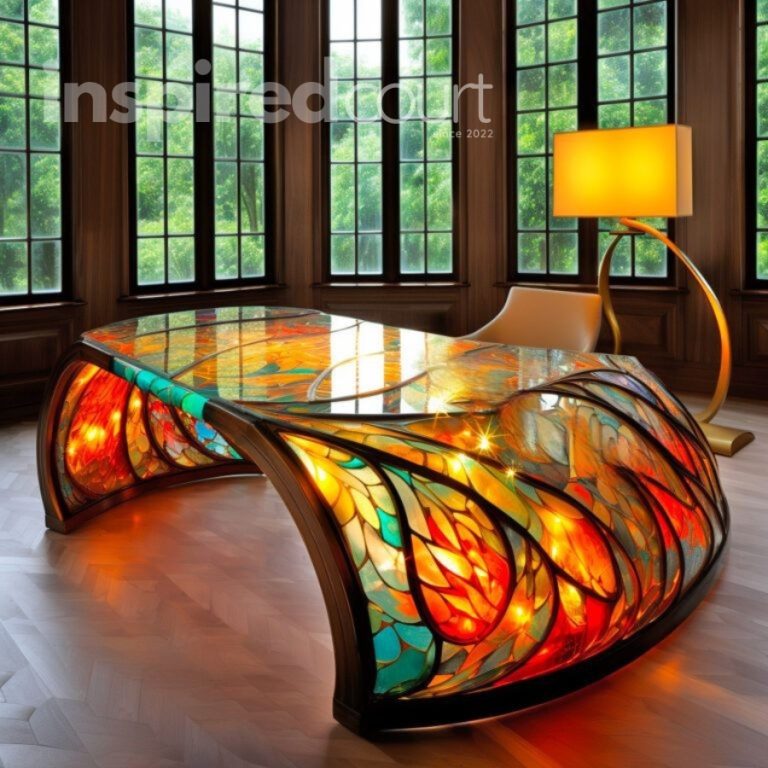 Illuminate Your Workspace with These Striking Stained Glass Desks