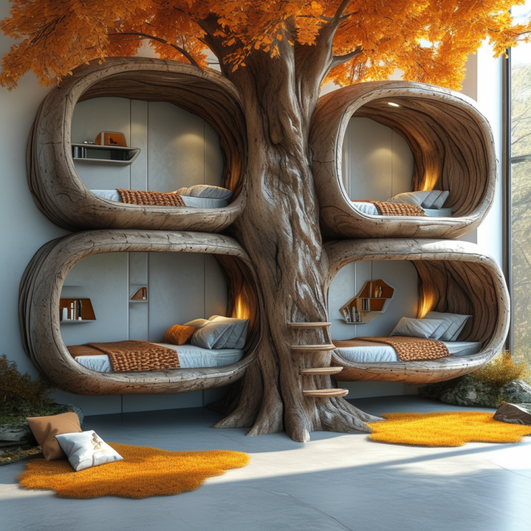 Tree Trunk Bunk Bed: A Natural Masterpiece in Bedroom Design