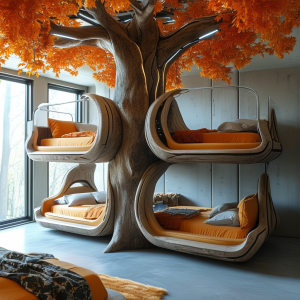 Tree Trunk Bunk Bed: A Natural Masterpiece in Bedroom Design