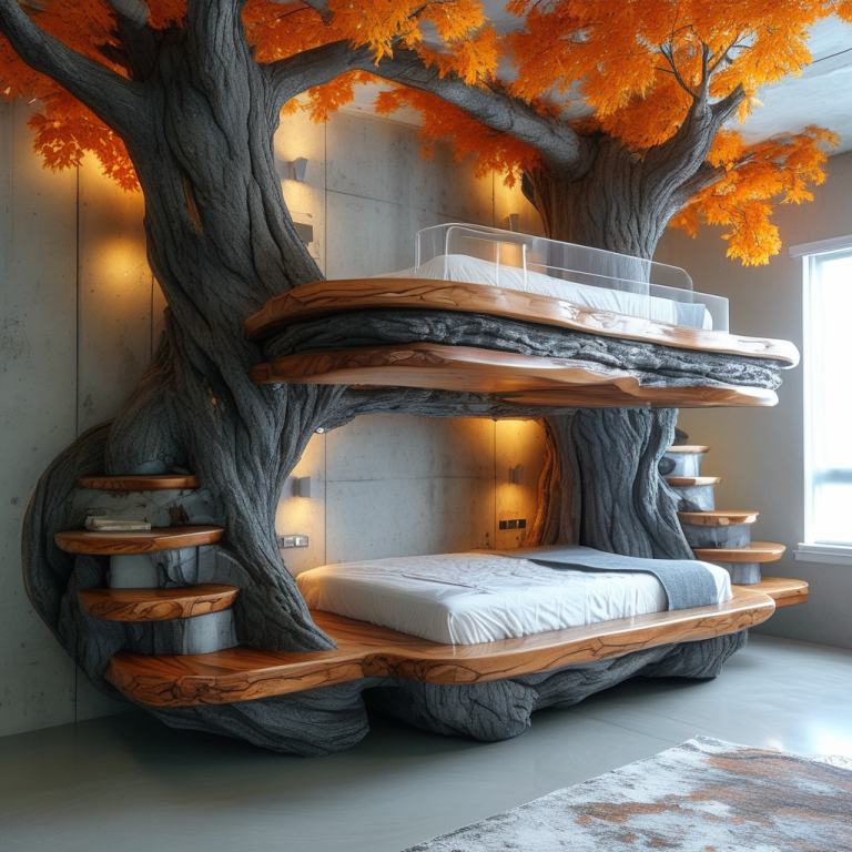 Tree Trunk Bunk Bed: A Natural Masterpiece in Bedroom Design