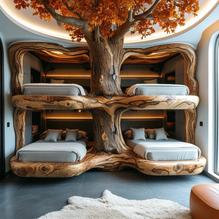 Tree Trunk Bunk Bed: A Natural Masterpiece in Bedroom Design