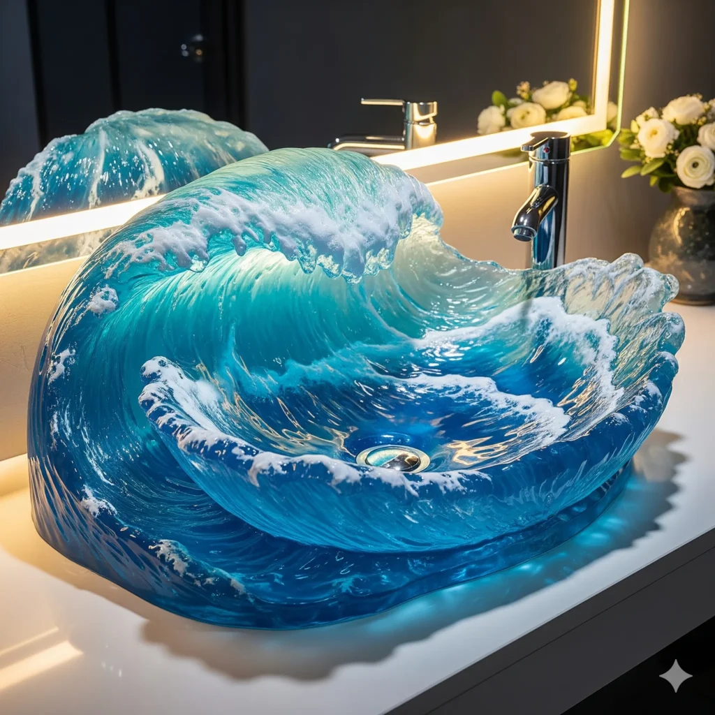 Epoxy Ocean Wave Sinks: Immerse Your Bathroom in Artistic Nautical ...